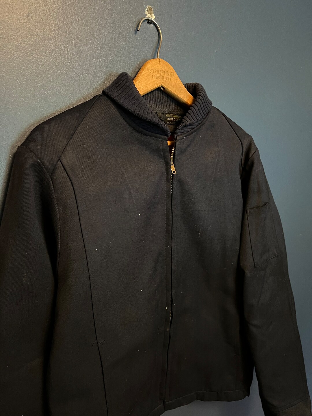 Vintage 70s Unitog Navy Zip Bomber Work Jacket Size Medium USA Made - Etsy