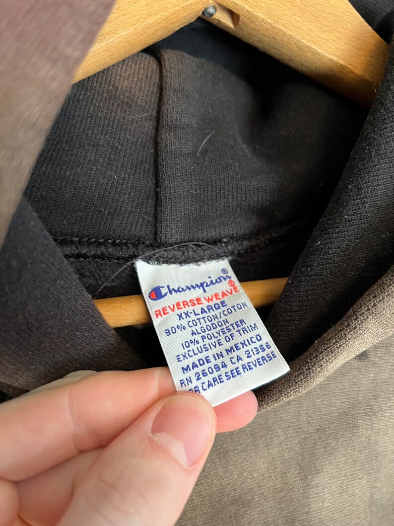 Vintage 90s Champion Reverse Weave Black Sun Fade Distressed Hoodie Size XXL USA Made - Etsy