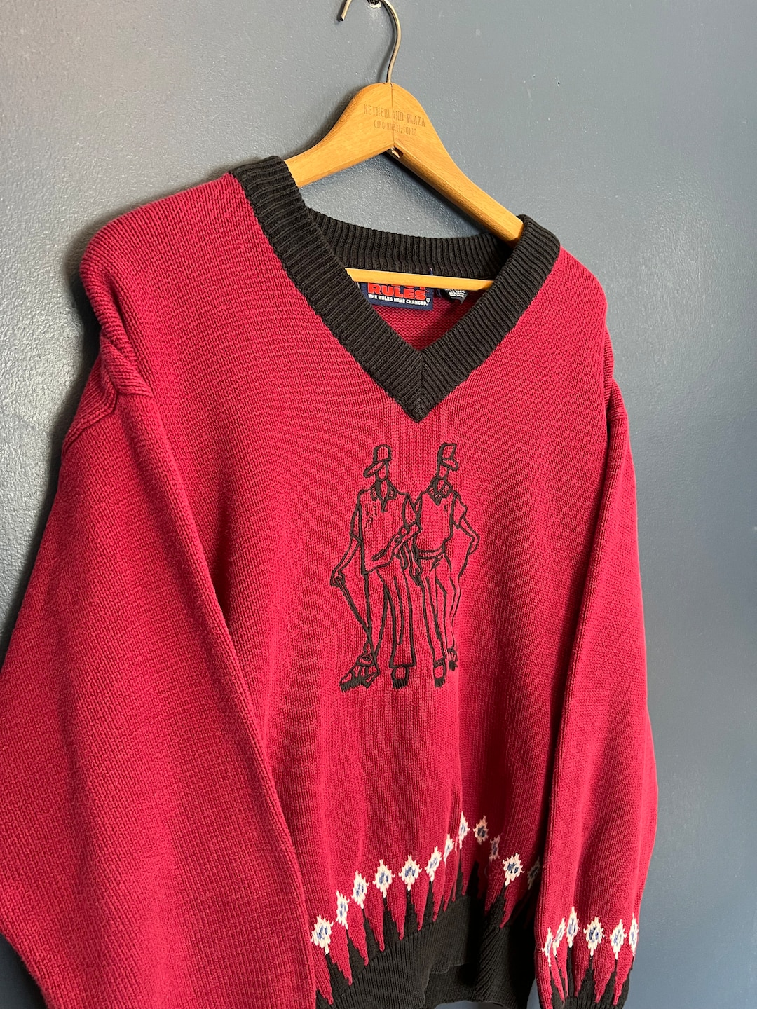 Vintage 90s Pivot Rules Knit Pattern V Neck Sweater Size Large - Etsy