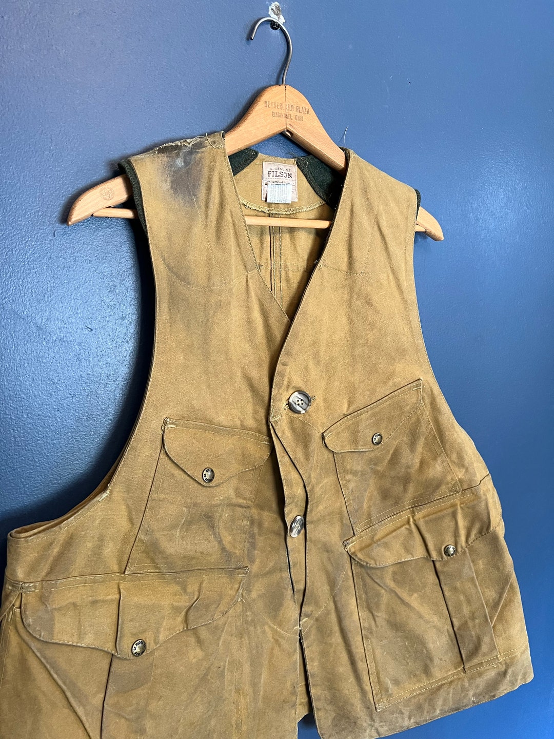 Vintage Filson Half Moon Tin Cloth Hunting Vest Size 32 USA Made - Etsy