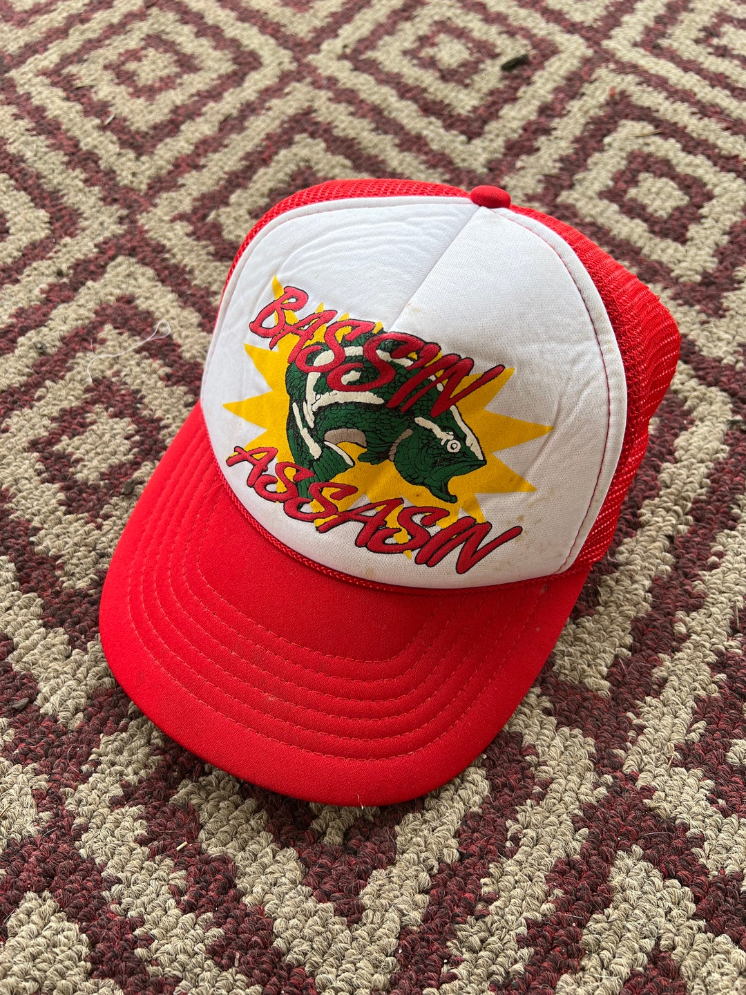 Vintage 80s Bassin Assassin Fishing Trucker Snapback - Etsy