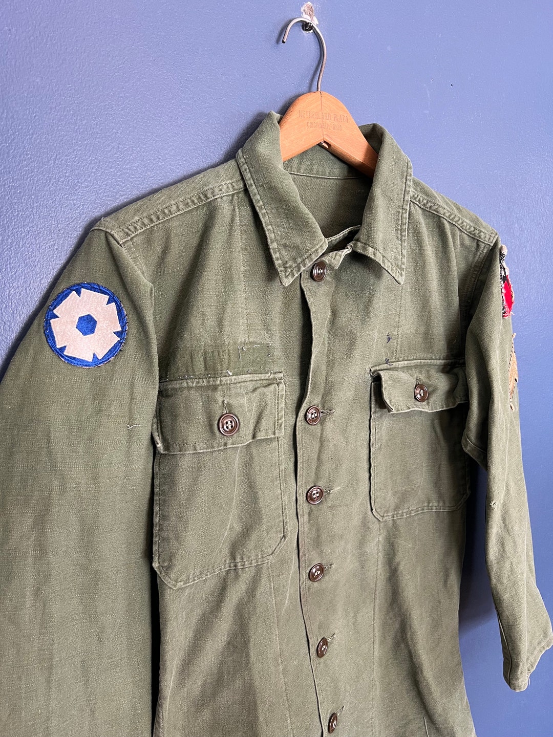 Vintage 60s US Army Olive Green OG 107 Button up Size Small - Etsy