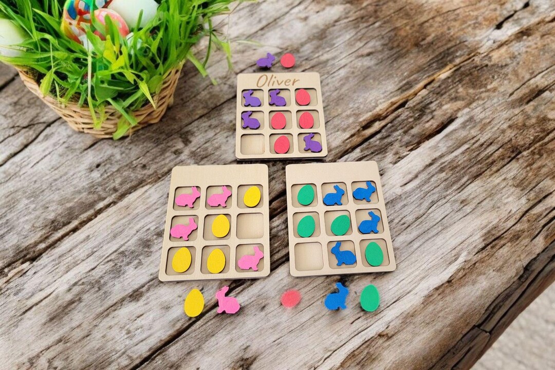 Personalized Easter Wooden Tic Tac Toe Board Game/ Easter Basket ...