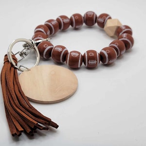 Wooden Beaded Sports Wristlet Keychain/ Custom Wristlet Keychain ...