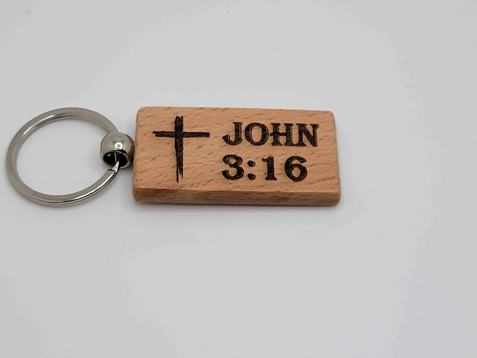 John 3:16 Laser Engraved Wooden Keychain - Etsy