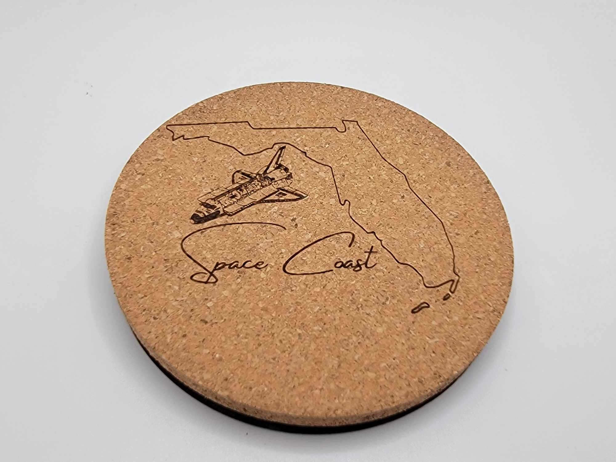 Custom Engraved Florida Themed Cork Coasters With Stained Wood Bottom ...