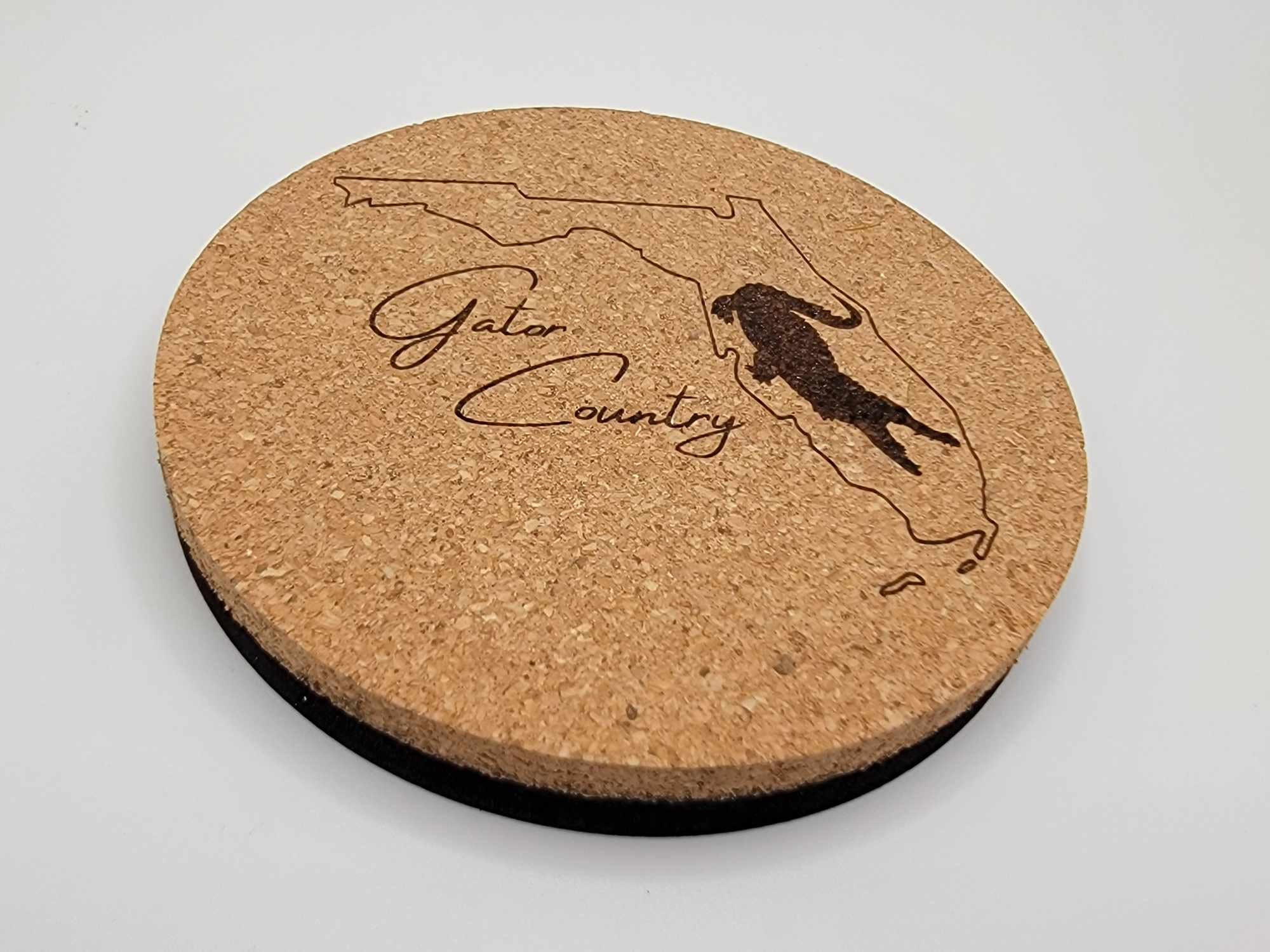 Custom Engraved Florida Themed Cork Coasters With Stained Wood Bottom ...