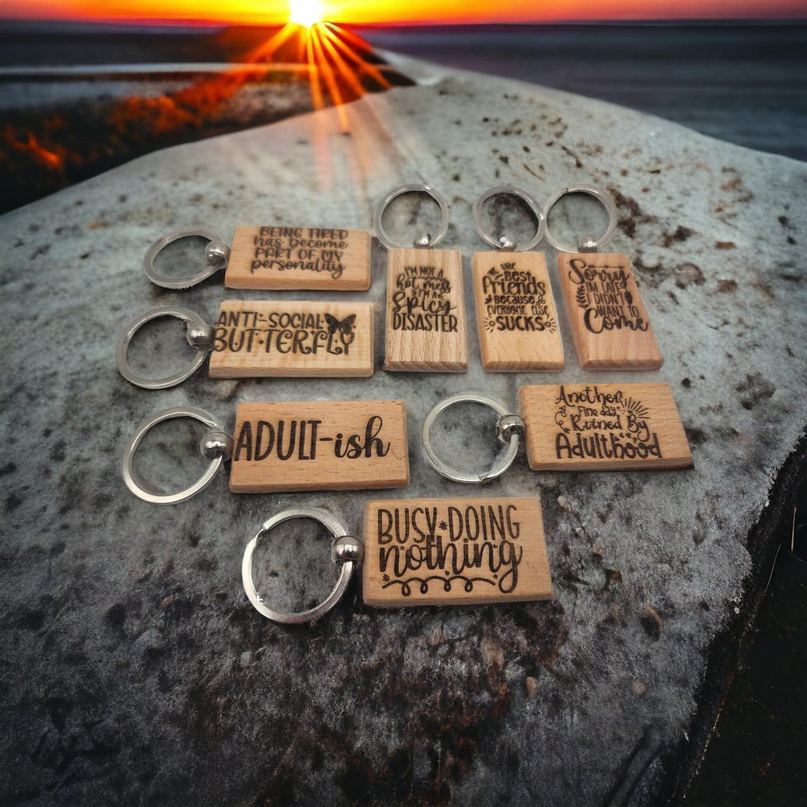 Custom Laser Engraved Wooden Keychains - Etsy