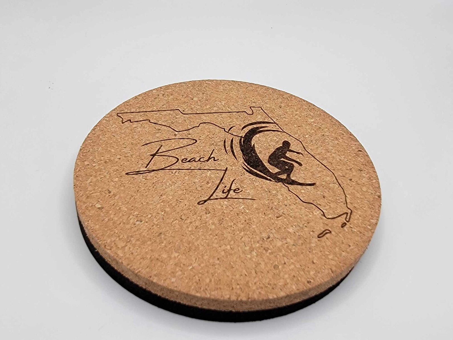 Custom Engraved Florida Themed Cork Coasters With Stained Wood Bottom ...