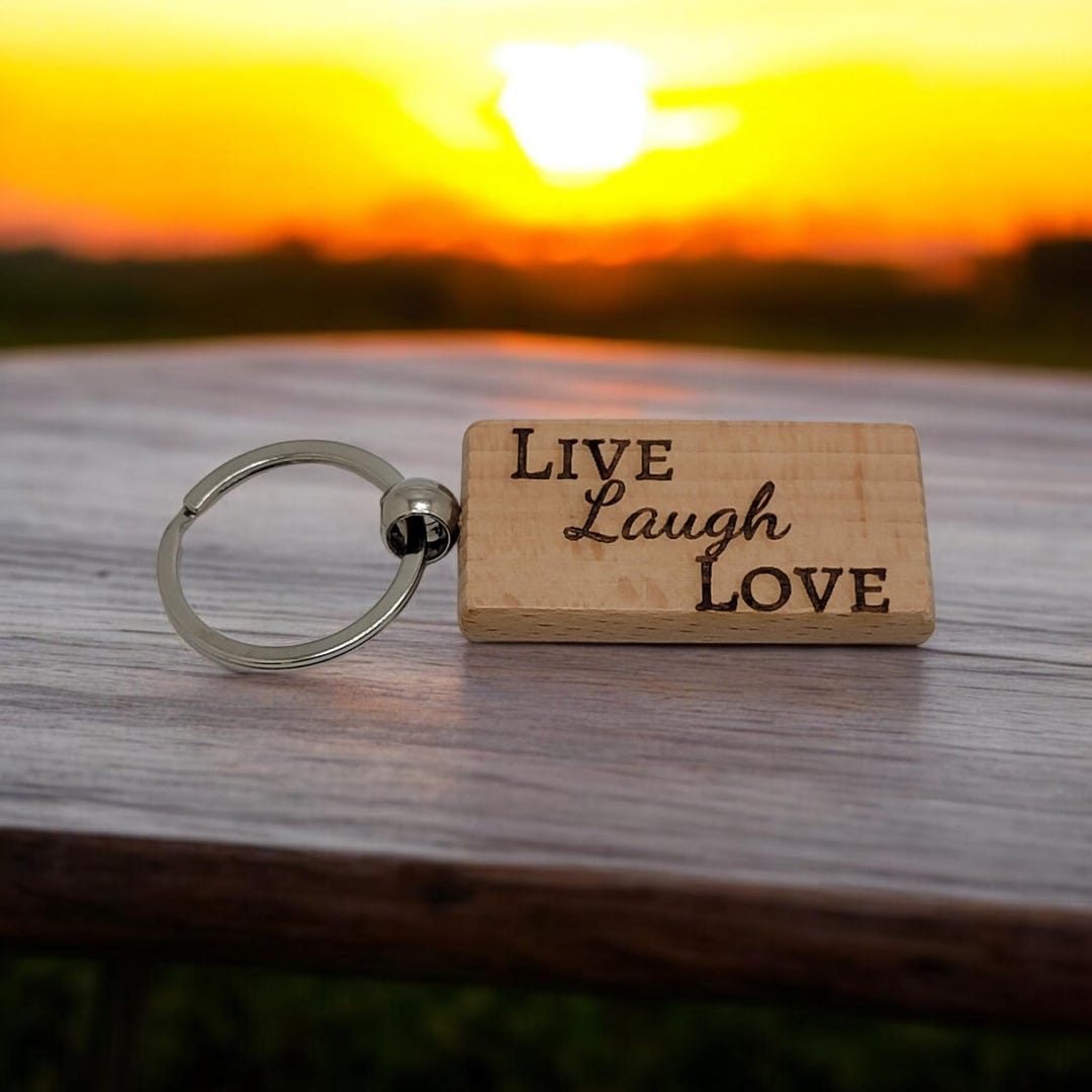 Live Laugh Love Laser Engraved Wooden Keychain - Etsy
