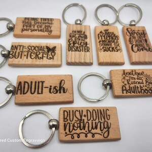 Custom Laser Engraved Wooden Keychains - Etsy