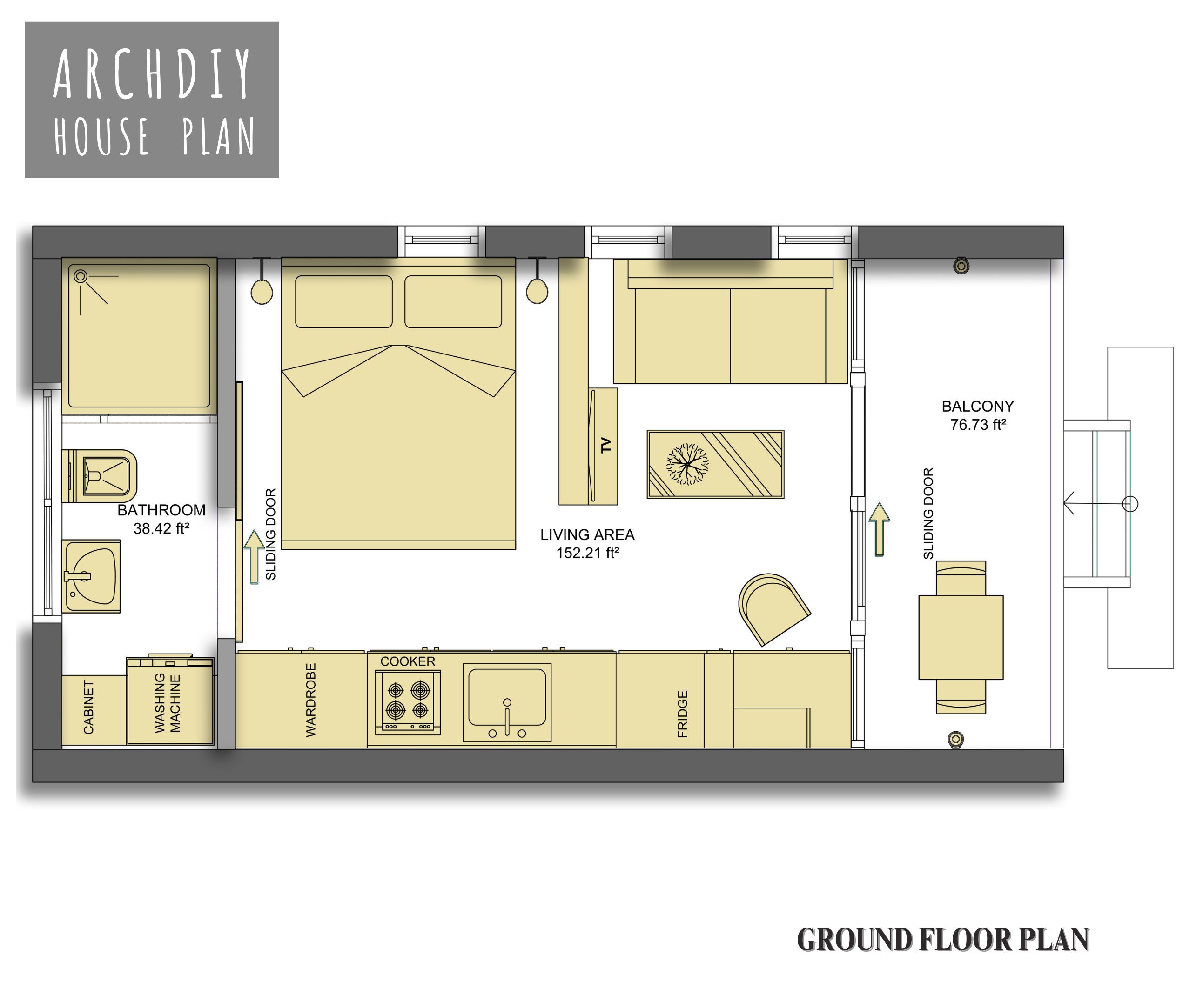 Modern Tiny House Plan: 12x23 Log Cabin Blueprint (digital Download) - Etsy