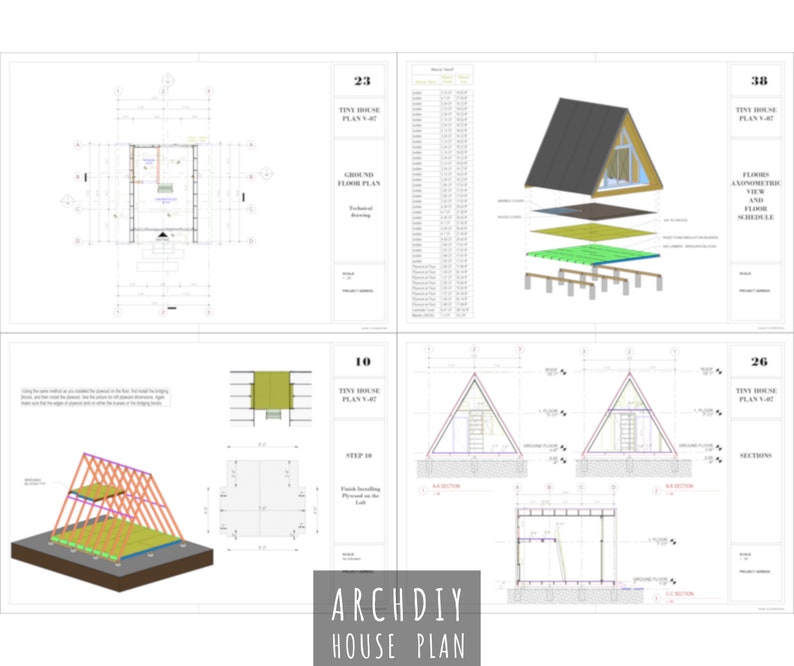 A-frame Modern Tiny House Plan: 16x17 PDF Build (digital Download) - Etsy