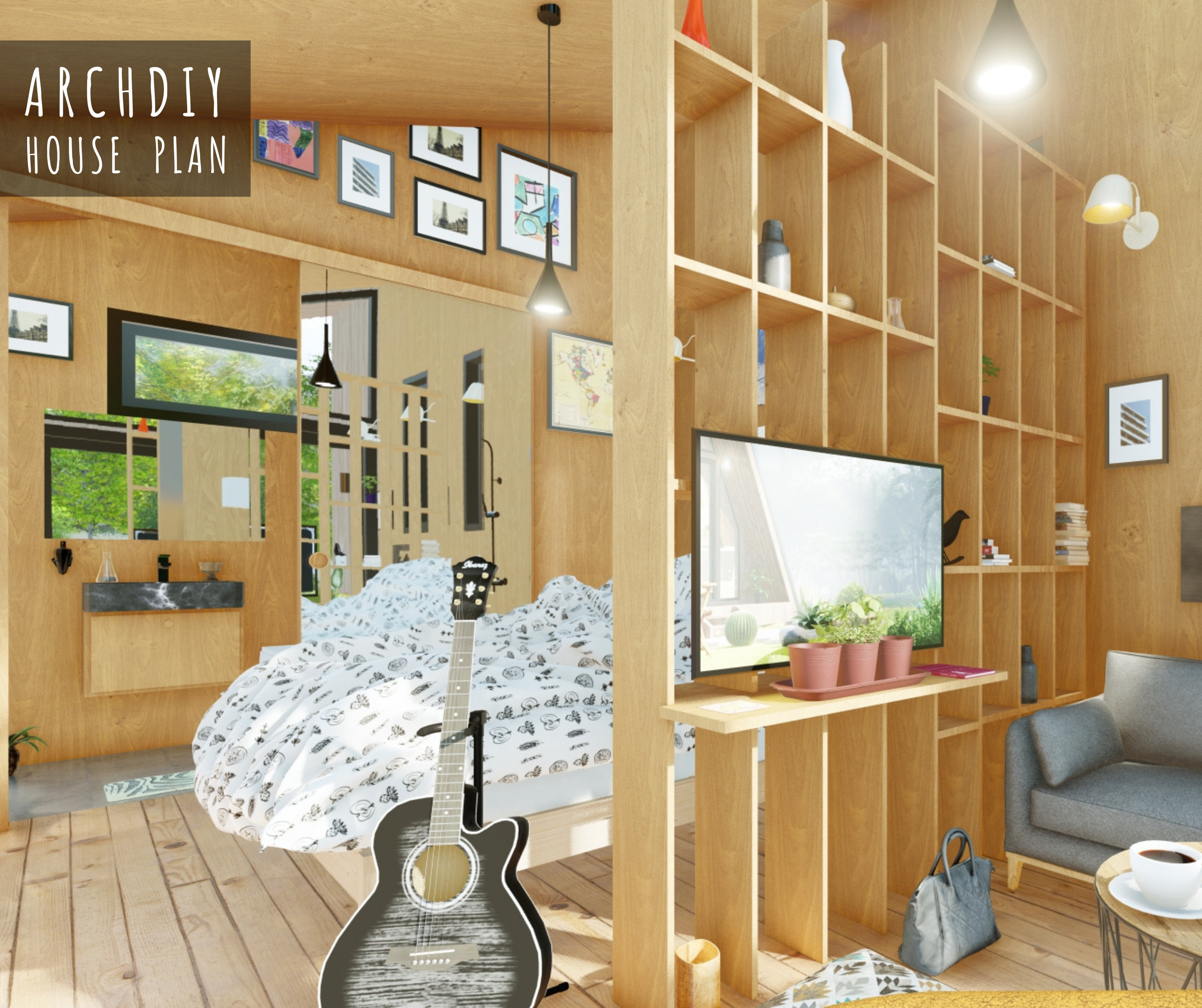 Modern Tiny House Plan: 12x23 Log Cabin Blueprint (digital Download) - Etsy