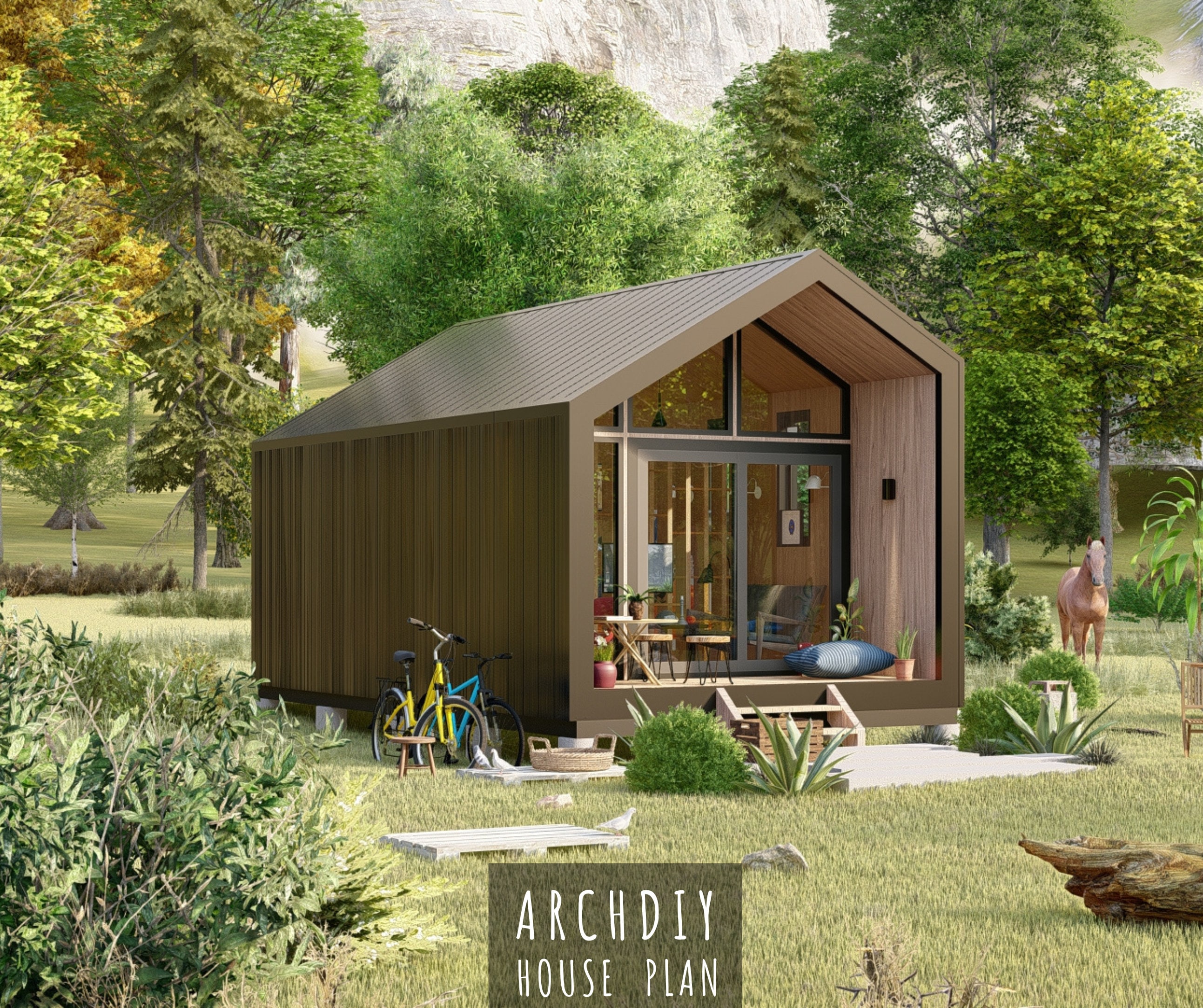 Modern Pentagon Tiny House Plan: 12x23 DIY Cabin Blueprints (digital ...
