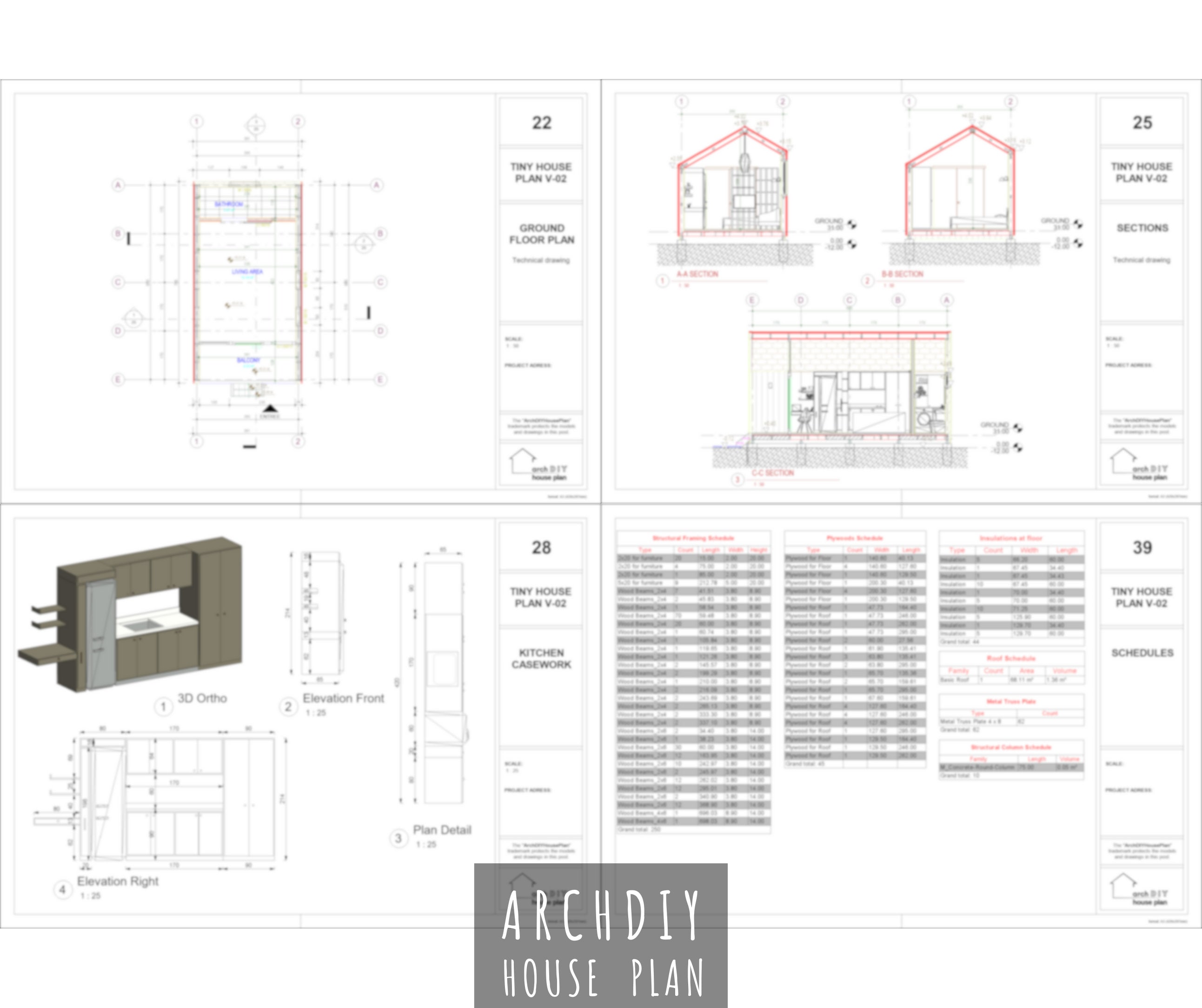 Modern Pentagon Tiny House Plan: 12x23 DIY Cabin Blueprints (digital ...