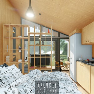 Modern Tiny House Plan: 12x23 Log Cabin Blueprint (digital Download) - Etsy