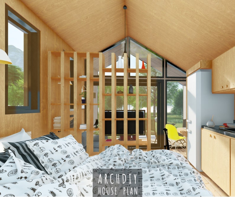 Modern Pentagon Tiny House Plan: 12x23 DIY Cabin Blueprints (digital ...