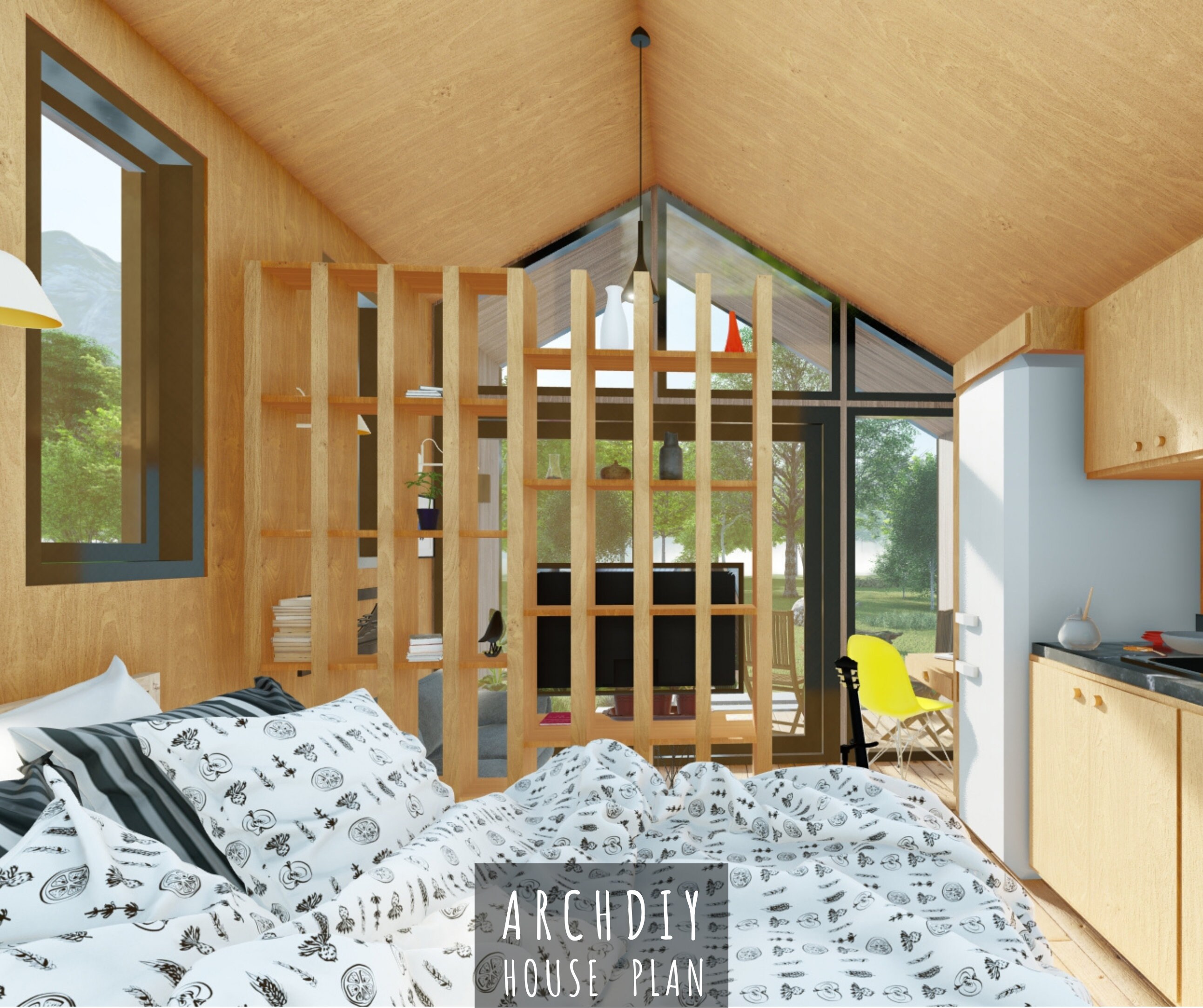 Modern Pentagon Tiny House Plan: 12x23 DIY Cabin Blueprints (digital ...