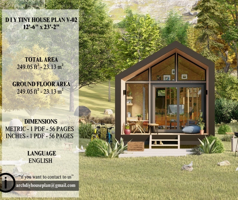 Modern Pentagon Tiny House Plan: 12x23 DIY Cabin Blueprints (digital ...