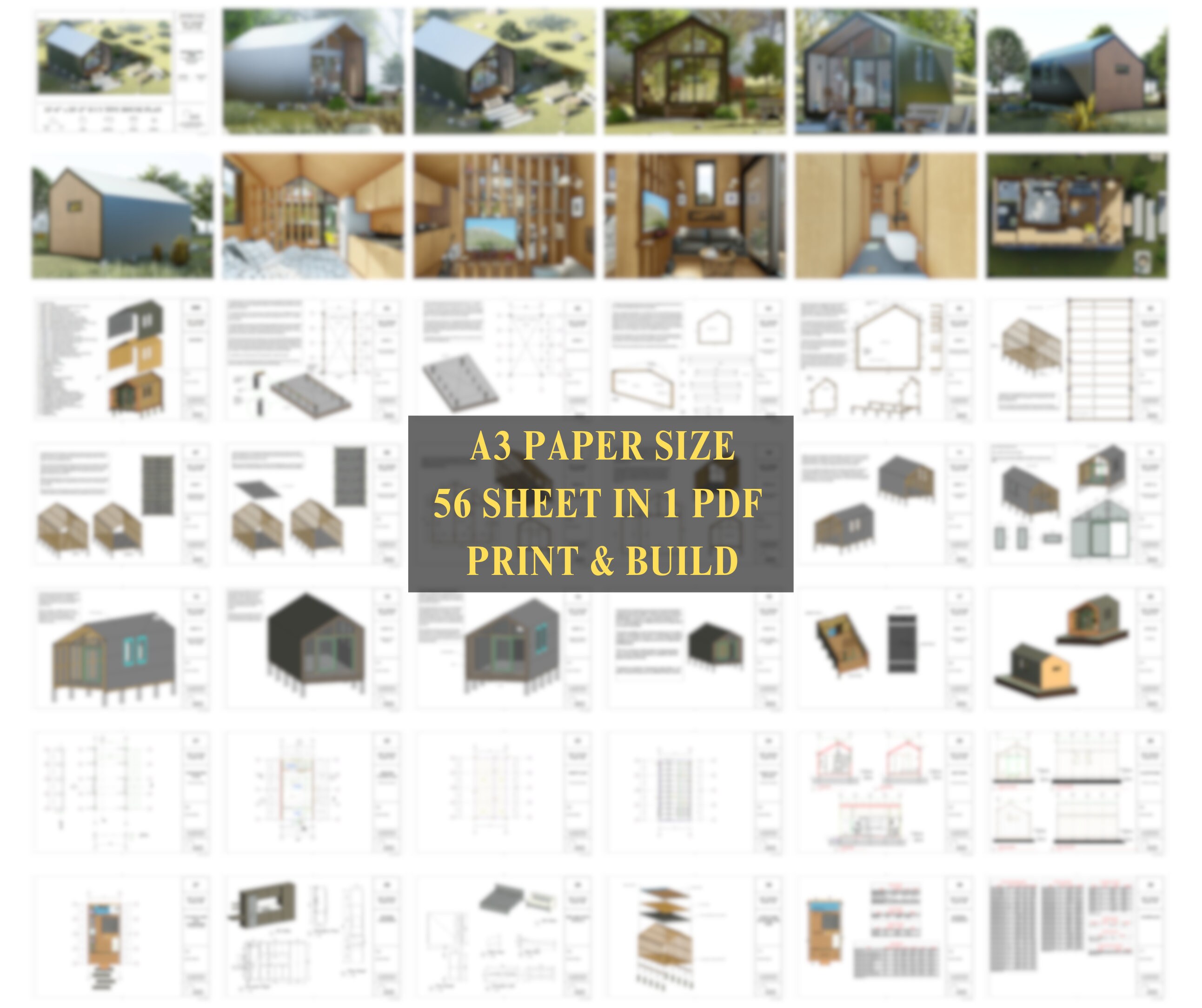 Modern Pentagon Tiny House Plan: 12x23 DIY Cabin Blueprints (digital ...