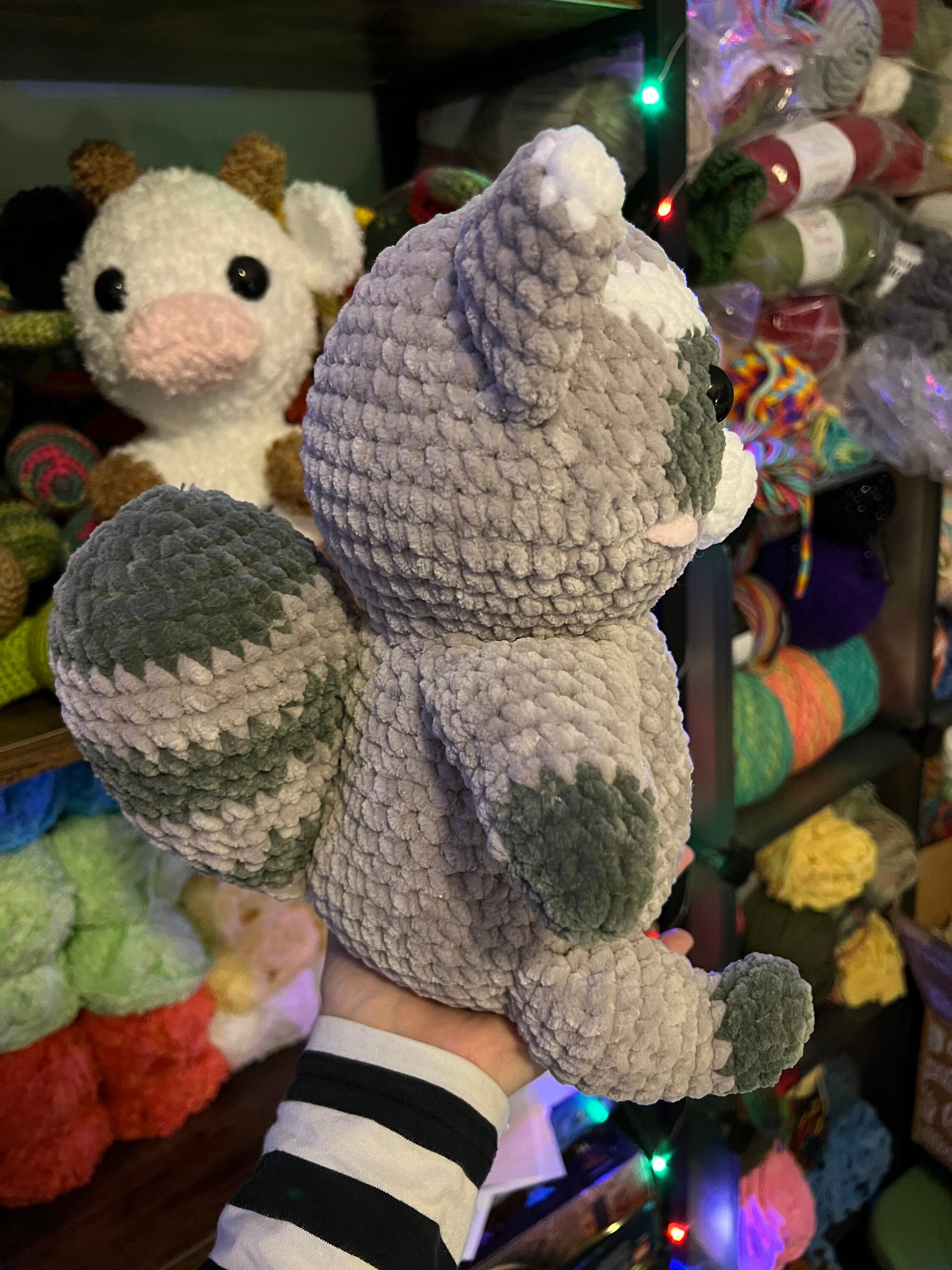 Crochet Raccoon Plushie Cute Soft Raccoon Stuffed Toy Animal Gray Plush ...