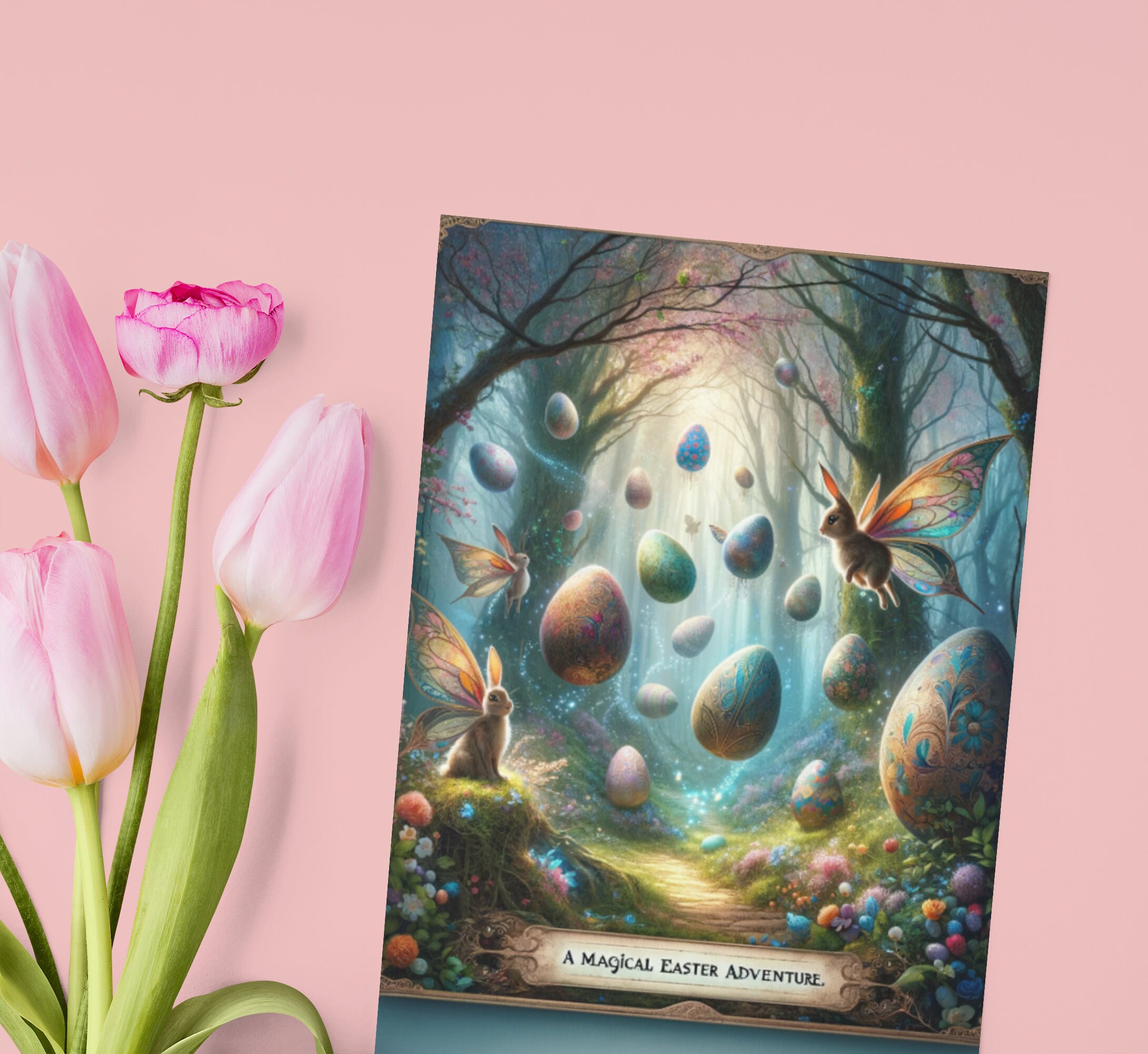 Easter Greeting Card Mystical Egg Tree Print, Fairy Tale Easter Decor ...