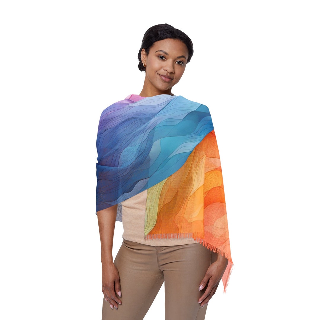 Trendy Fashionable Scarf Sunset Waves Abstract - Artistic Lightweight ...