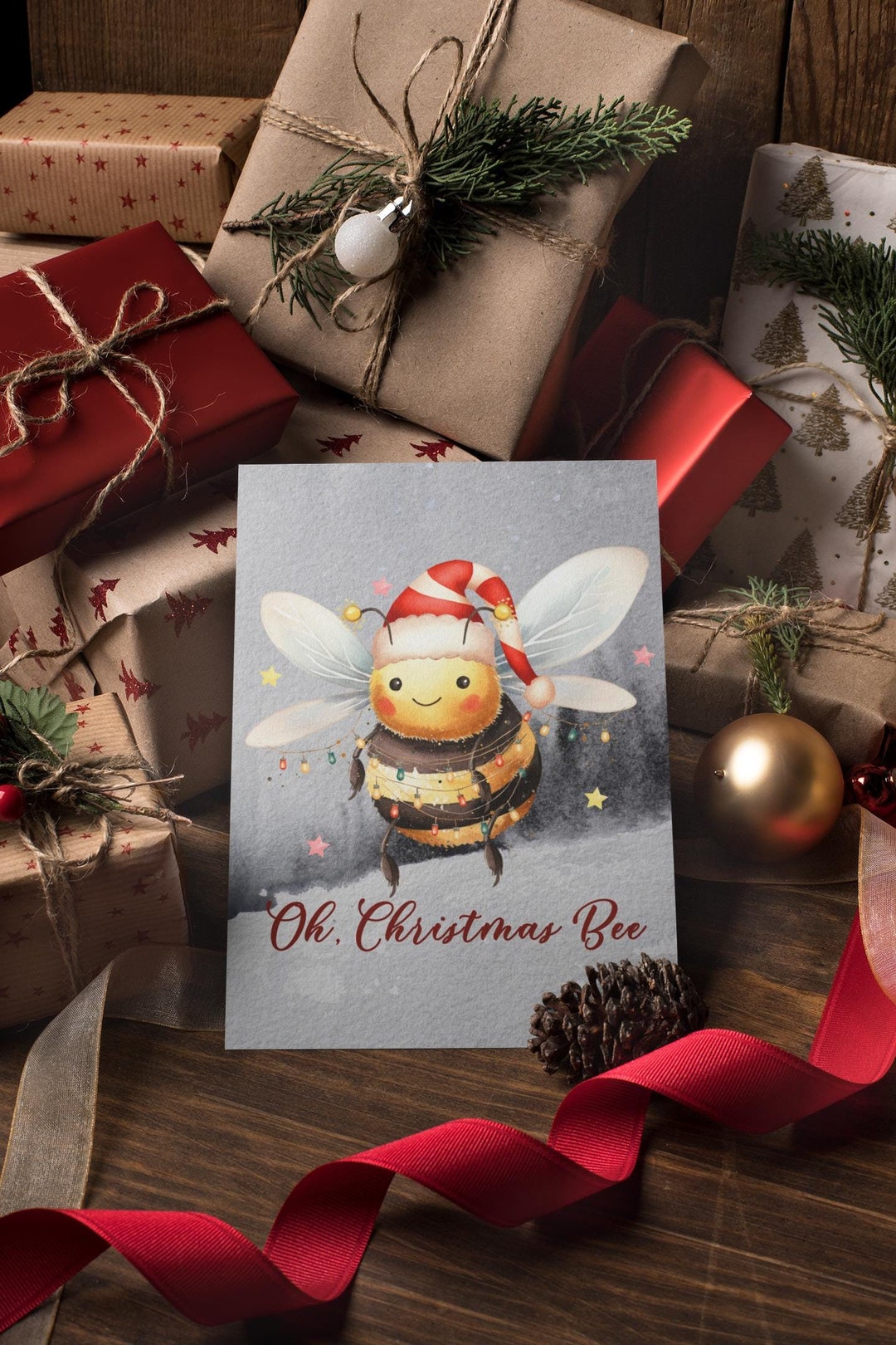 Adorable Christmas Bee Holiday Greeting Card – Unique Festive Cheer - Etsy