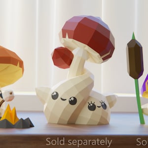 Papercraft Template PDF DIY - Mushroom and Campfire - Mushling and ...