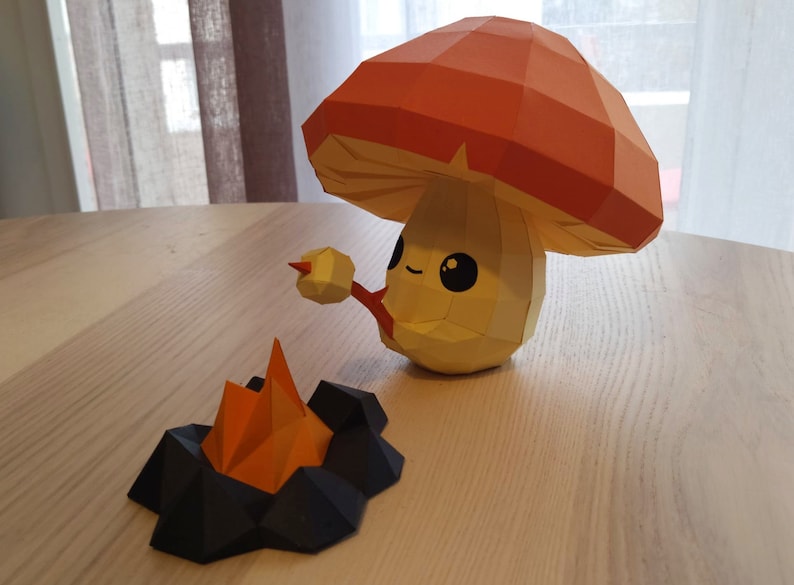 Papercraft Template PDF DIY - Mushroom and Campfire - Mushling and ...