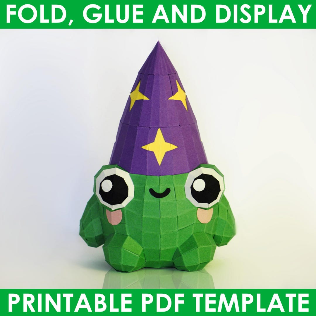 Papercraft Template PDF DIY - Wizard Frog - Magician Frog Cute ...