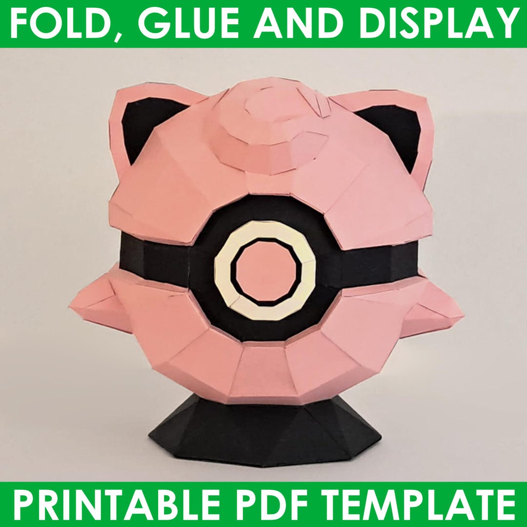 Papercraft Template PDF DIY - Jigglypuff Pokeball - Pokeball Jigglypuff ...