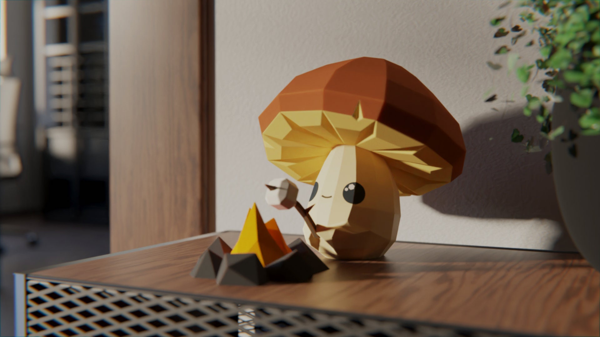 Papercraft template PDF DIY - Champignon et feu de camp - Mushling and ...