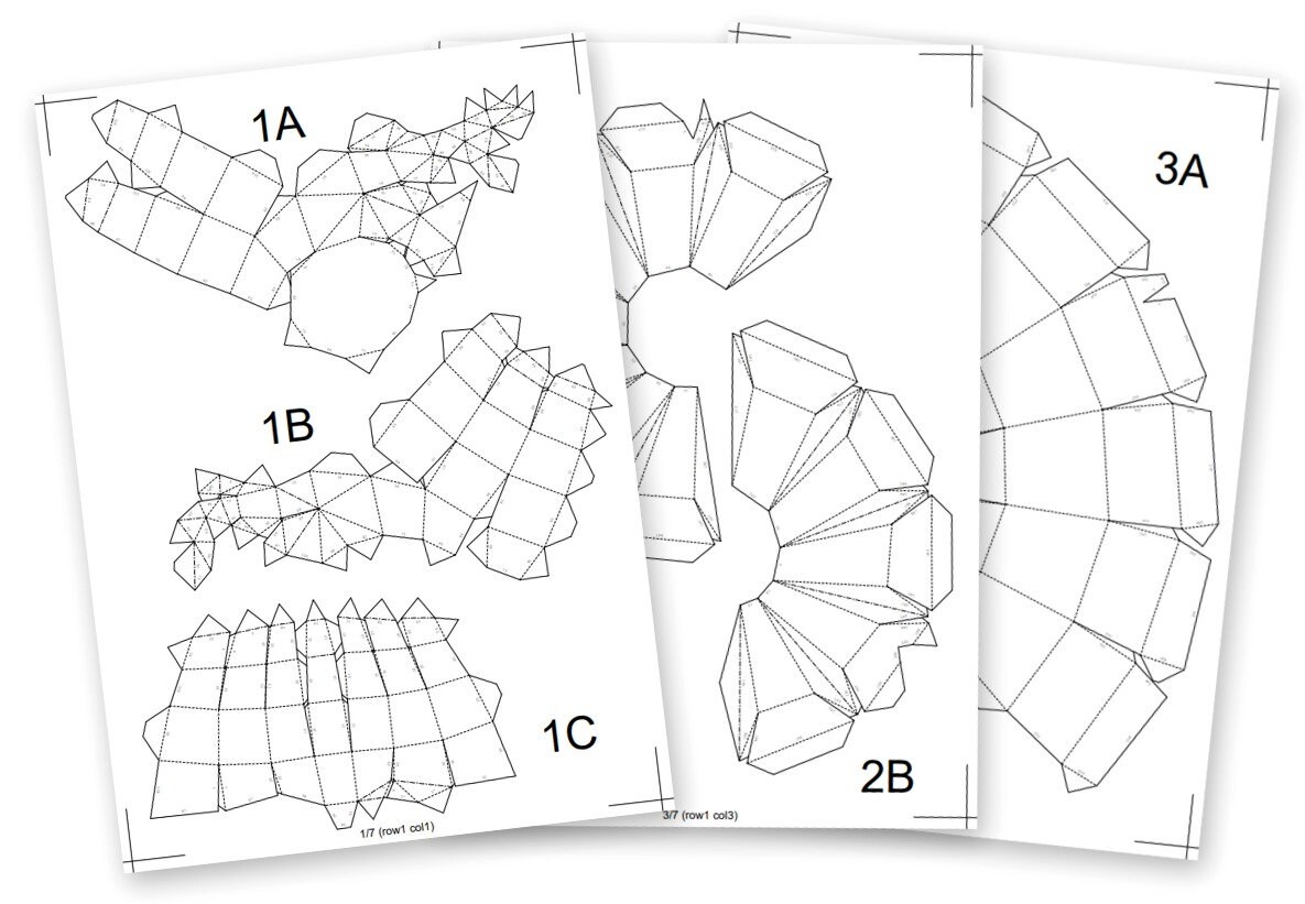Plantilla de papercraft PDF DIY - Setas y fogata - Mushling y fogata ...