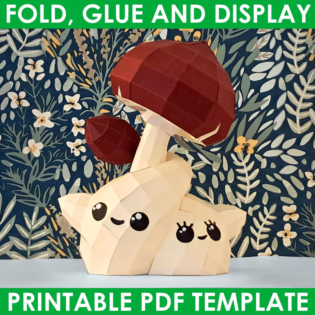 Papercraft Template PDF DIY Twin Mushrooms Cute Papercraft Pattern Twin ...