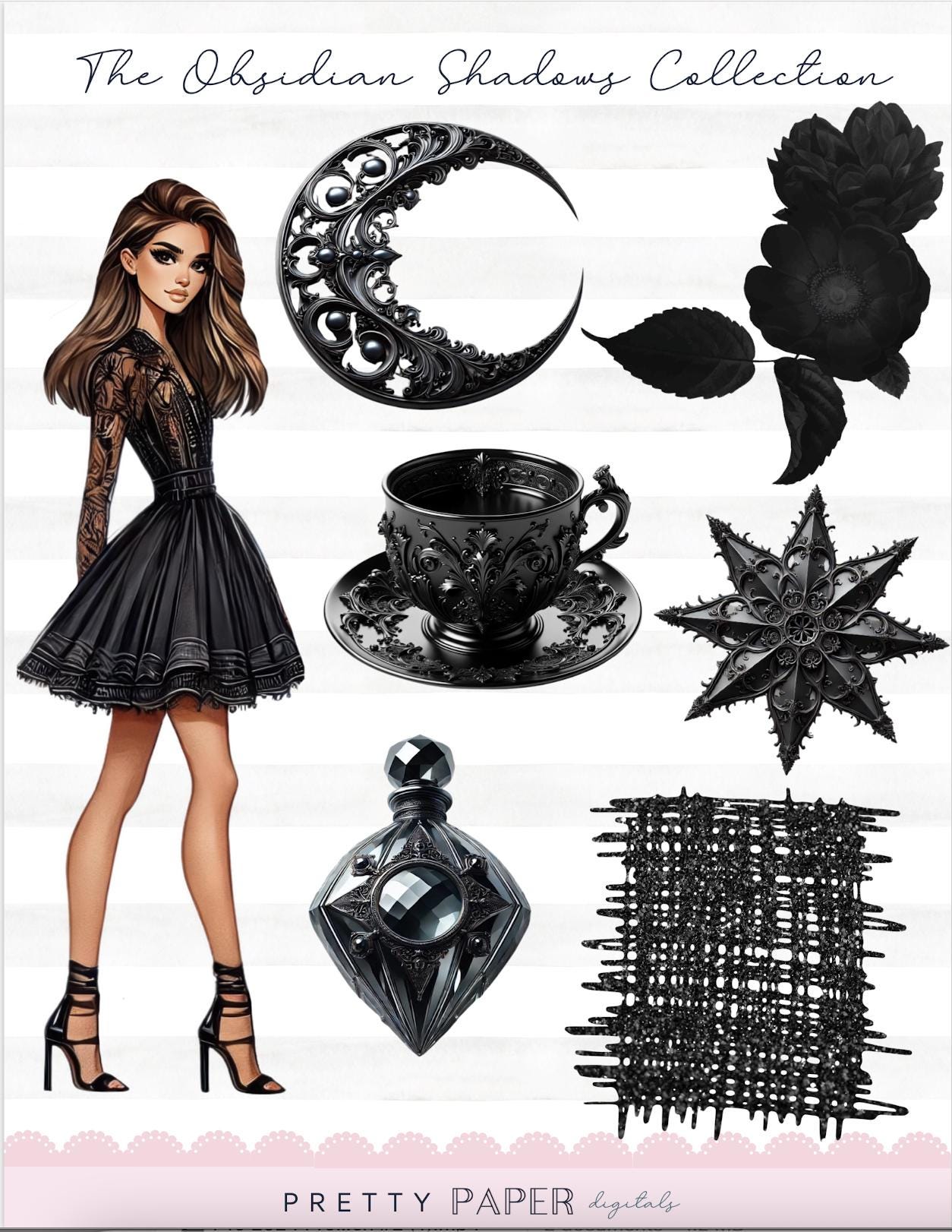 Obsidian Shadows Digital Stickers | Planner Stickers (PNG) - Etsy