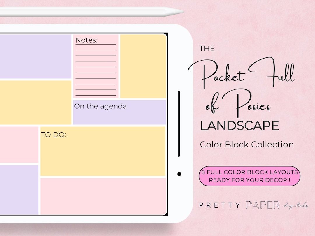 The Pocket Full of Posies Color Block Landscape Inserts | Digital ...