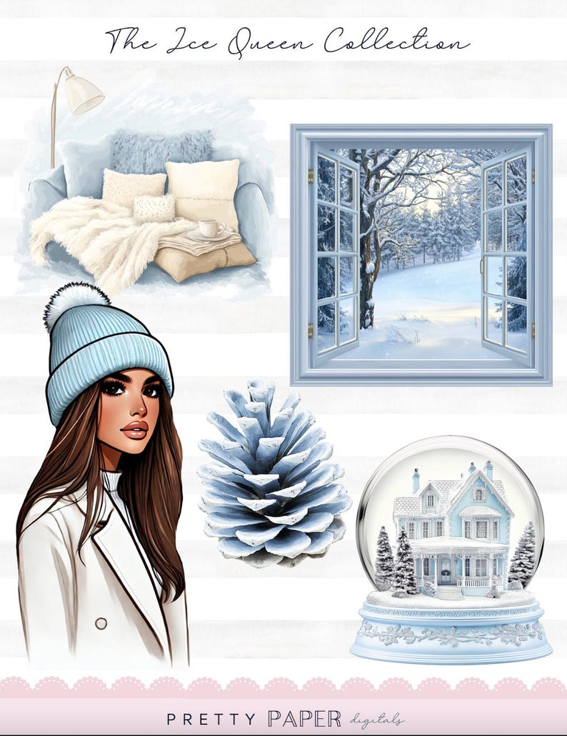 Ice Queen Winter Stickers | Digital Planner PNG Stickers (goodnotes) - Etsy