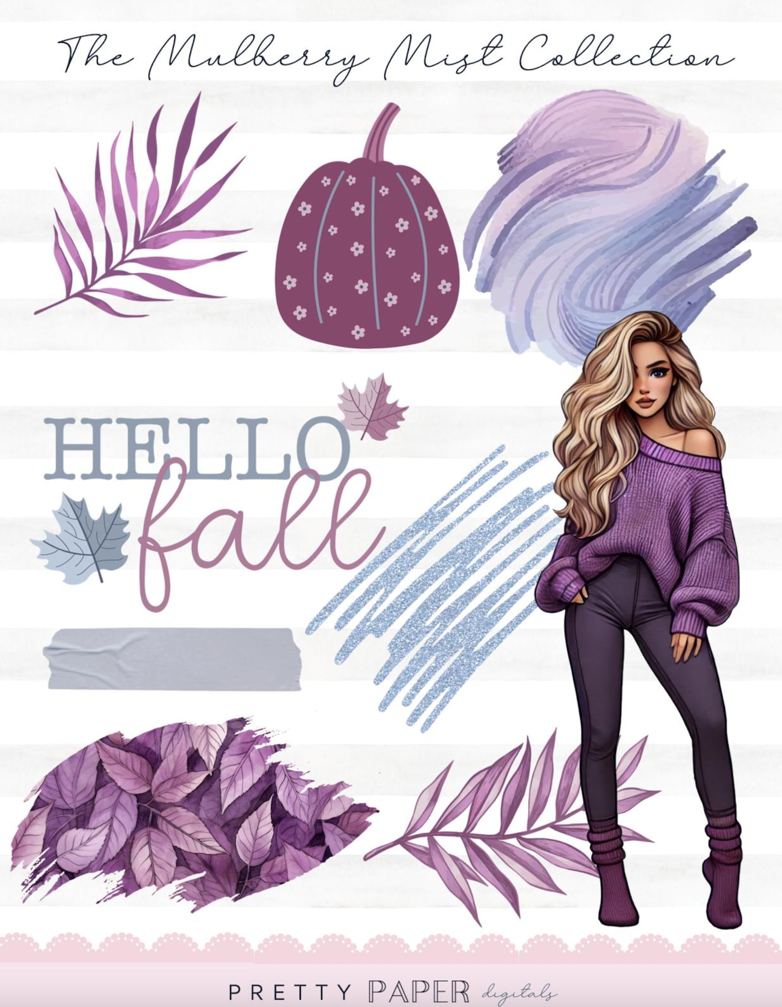 Mulberry Mist Digital Sticker Pack | Goodnotes PNG Stickers - Etsy