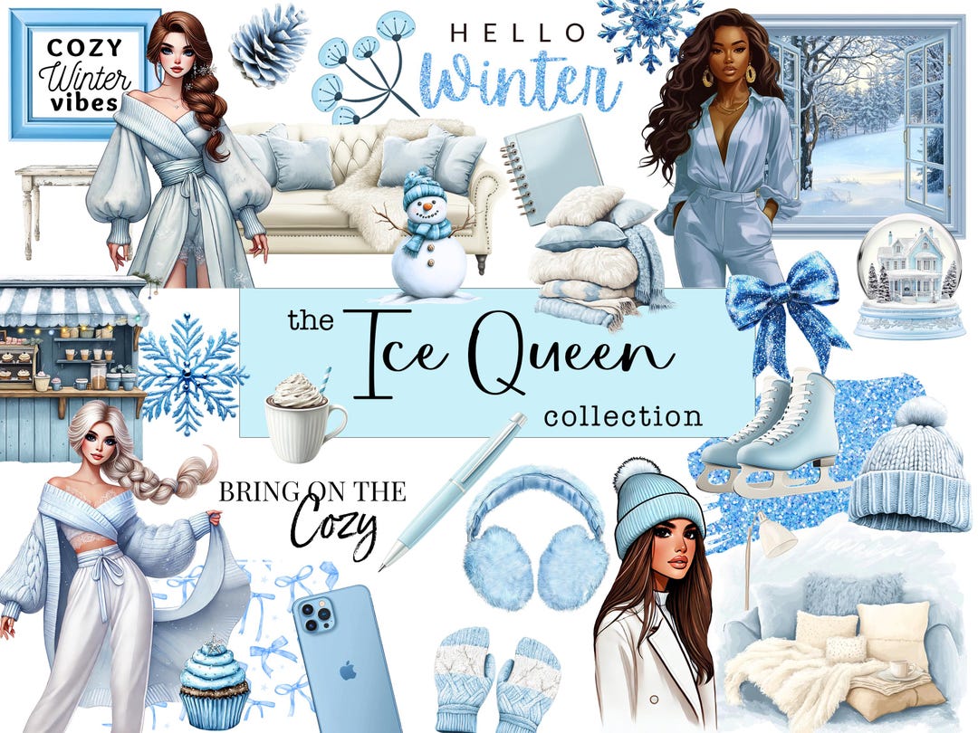 Ice Queen Winter Stickers | Digital Planner PNG Stickers (goodnotes) - Etsy