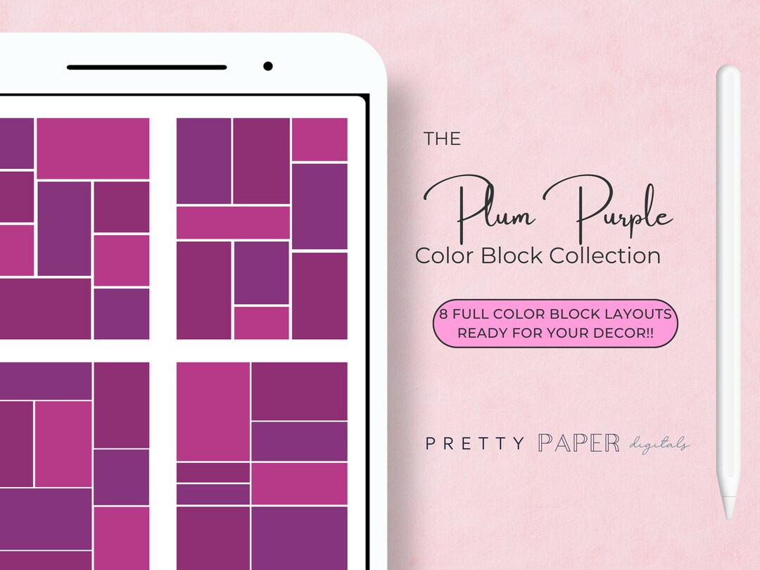 Plum Purple Color Block Digital Stickers | Planner Inserts (PNG) - Etsy