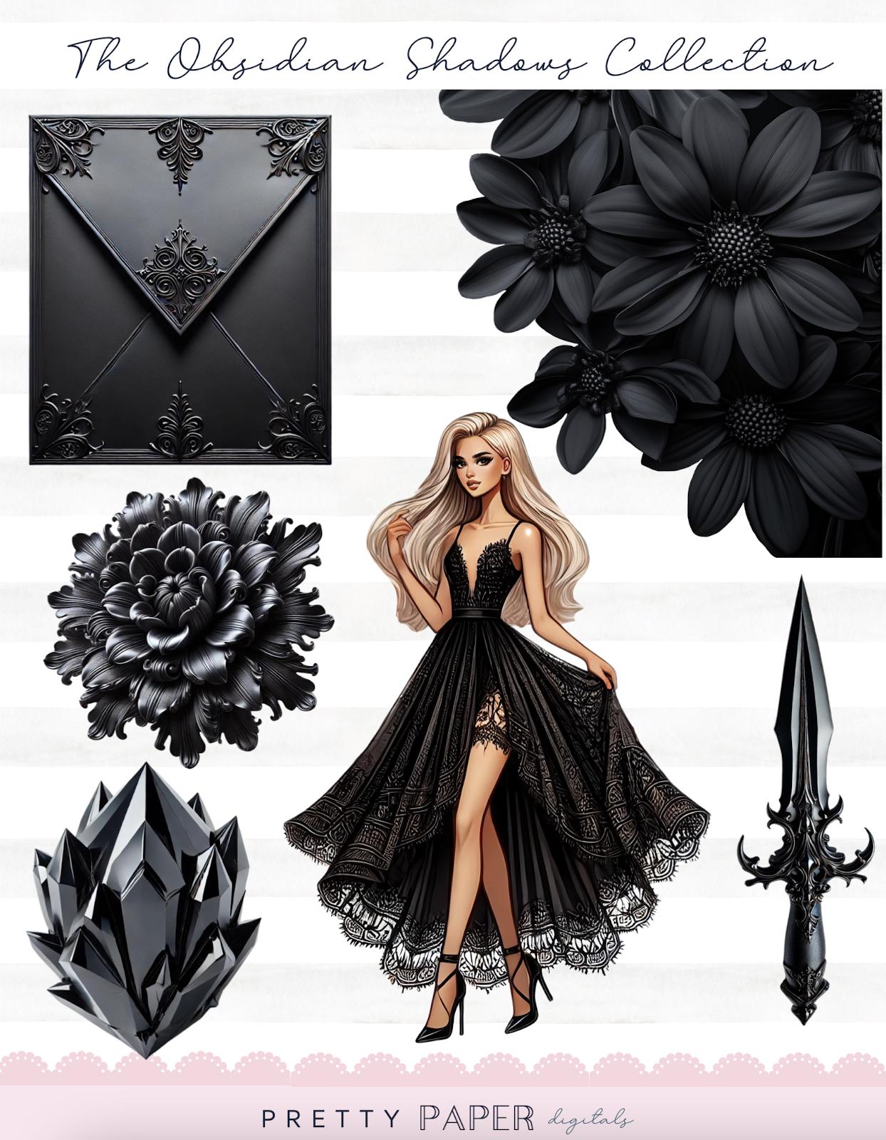 Obsidian Shadows Digital Stickers | Planner Stickers (PNG) - Etsy