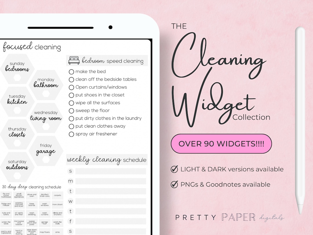 Cleaning Widget Digital Stickers | Planner Organization (PNG ...