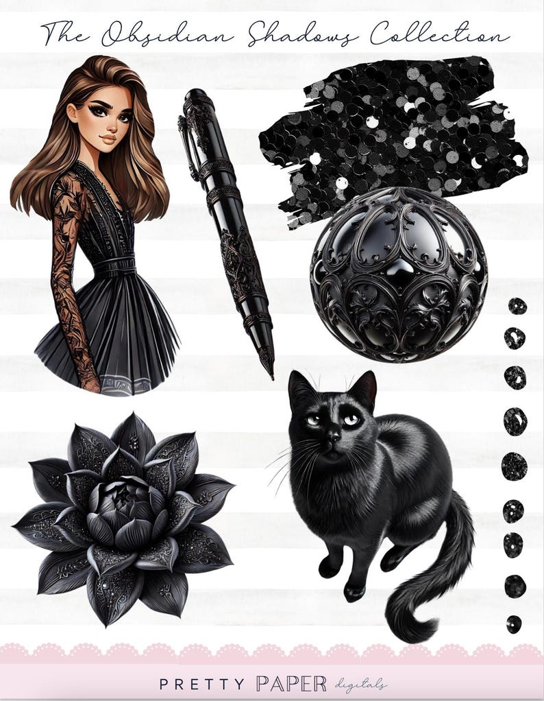 Obsidian Shadows Digital Stickers | Planner Stickers (PNG) - Etsy