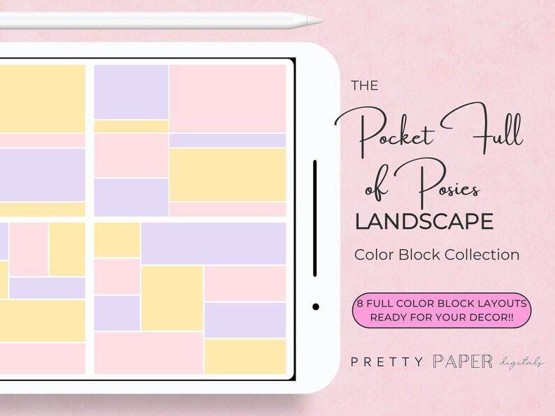 The Pocket Full of Posies Color Block Landscape Inserts | Digital ...
