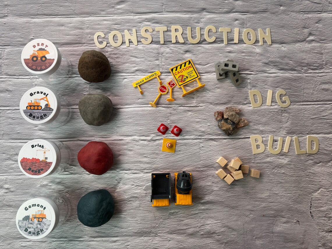 Sensory Play Box, Construction Theme Kit, Playdough Kit, Imaginative ...