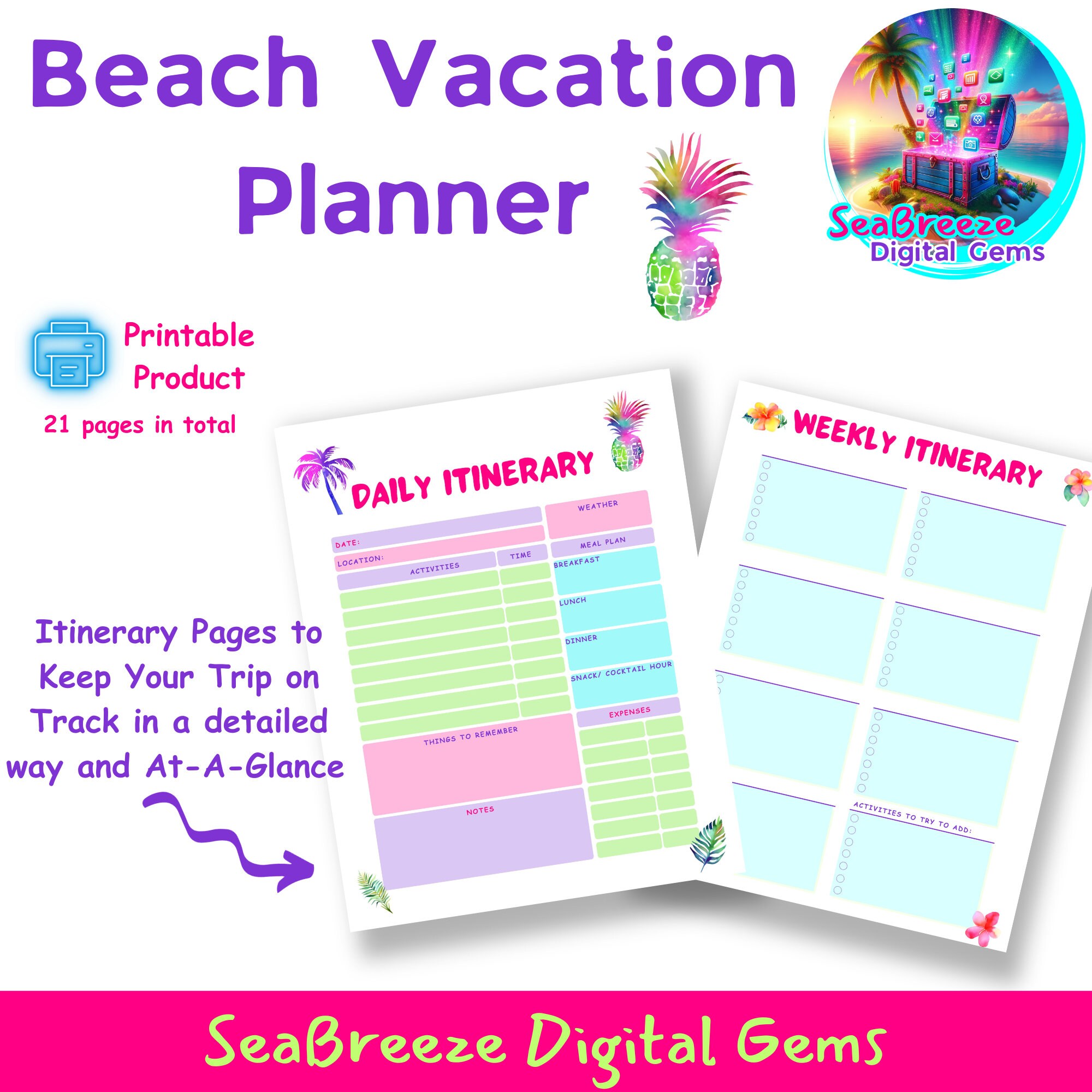Beach Vacation Planner Printable Printable Family Travel Planner ...