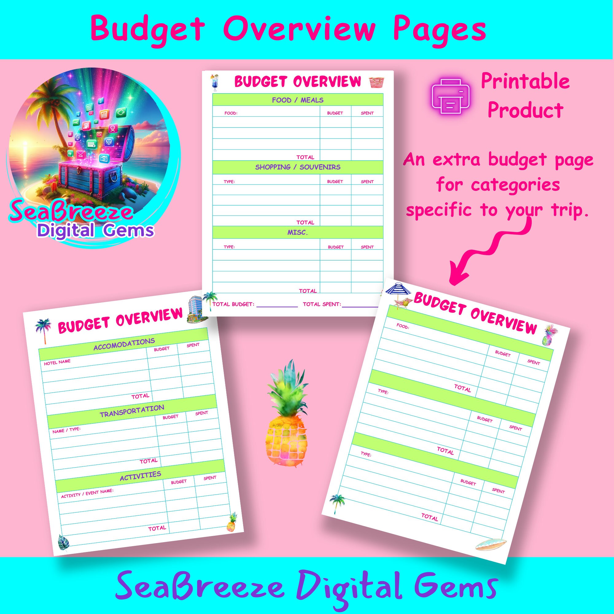 Beach Vacation Planner Printable Printable Family Travel - Etsy