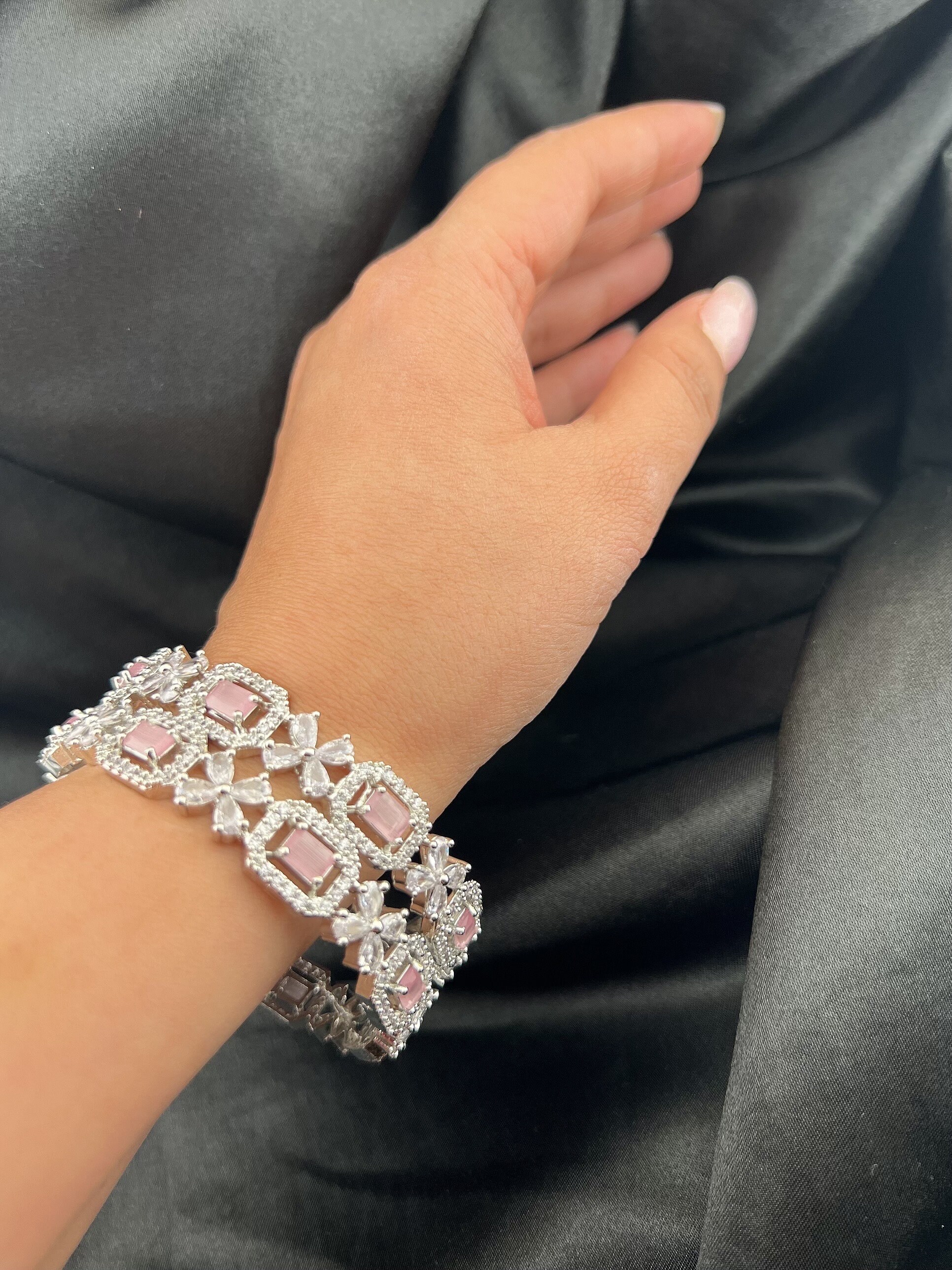 CZ Indian Bangles: Pink, Mint, Emerald Crystal Wedding Jewelry (set of ...